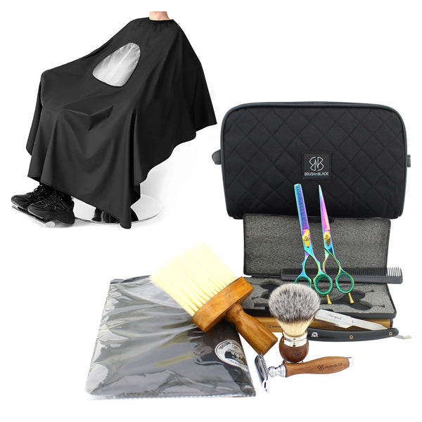 Personal Barber Kit with Multicolored 6 Inch Razor Scissors – BrushnBlade